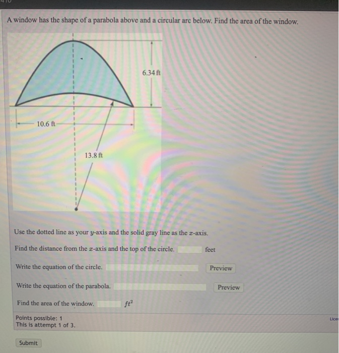 Solved A window has the shape of a parabola above and a | Chegg.com