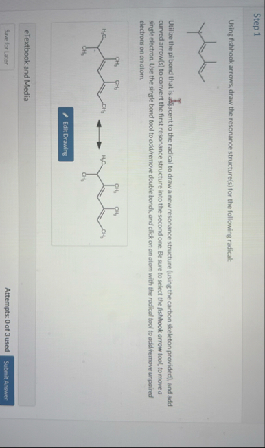 Solved Step 1Using fishhook arrows, draw the resonance | Chegg.com