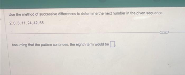 Solved Use the method of successive differences to determine | Chegg.com