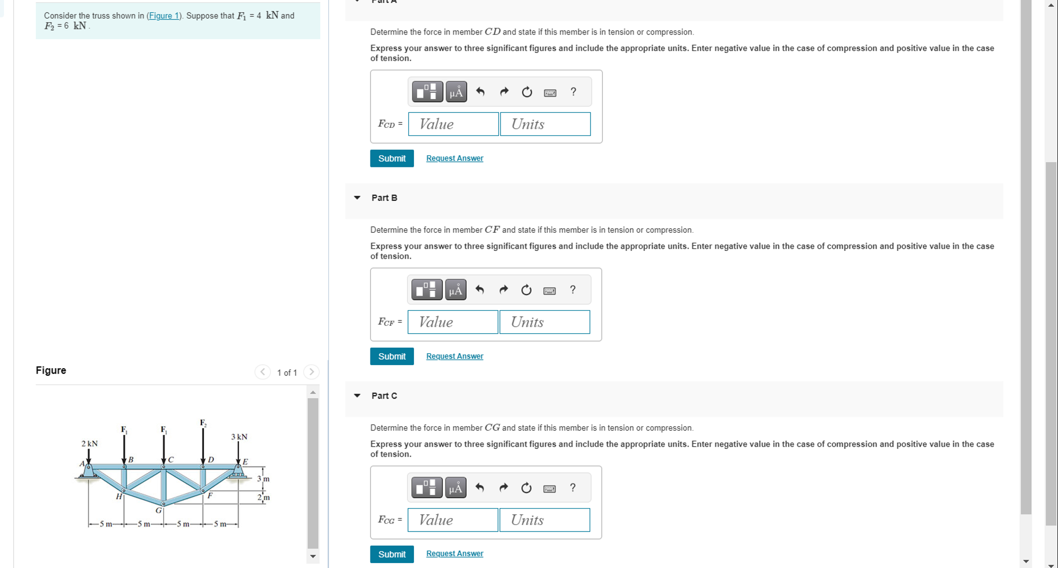 Solved Consider the truss shown in (Figure 1). ﻿Suppose that | Chegg.com