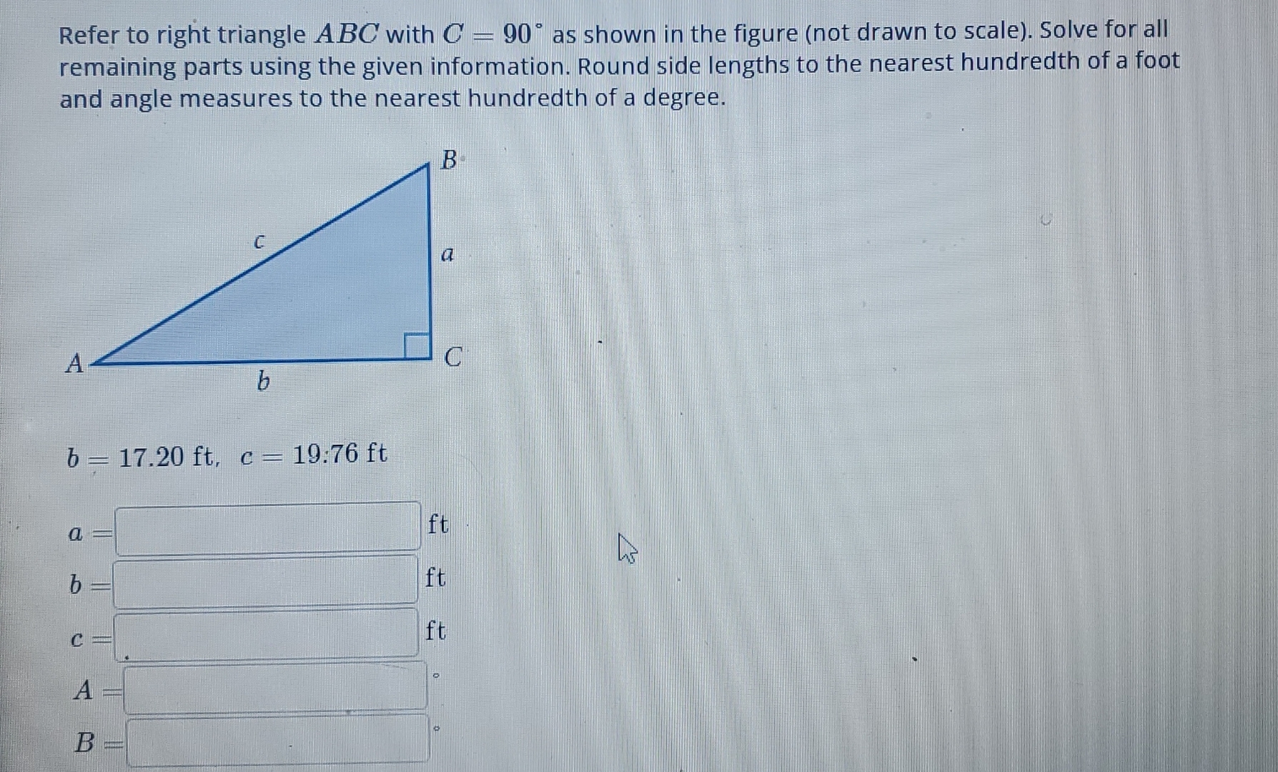 Solved Refer to right triangle ABC with C=90\\\\deg as | Chegg.com