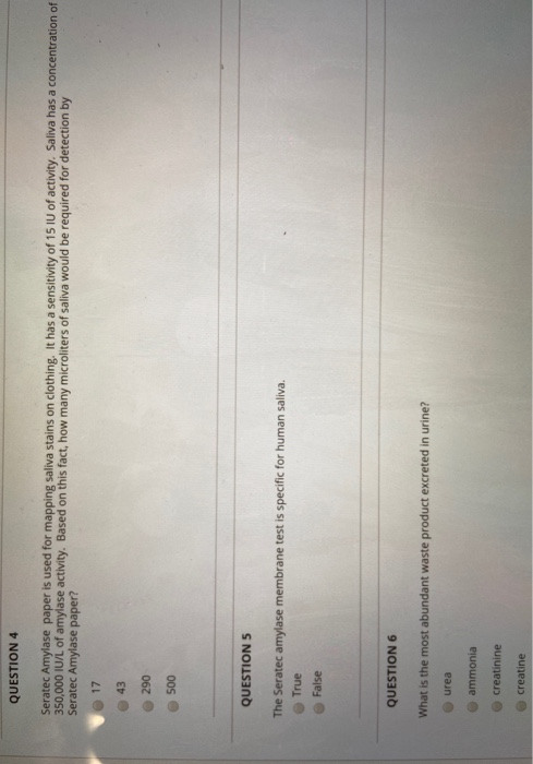 Solved QUESTION 4 Seratec Amylase paper is used for mapping | Chegg.com