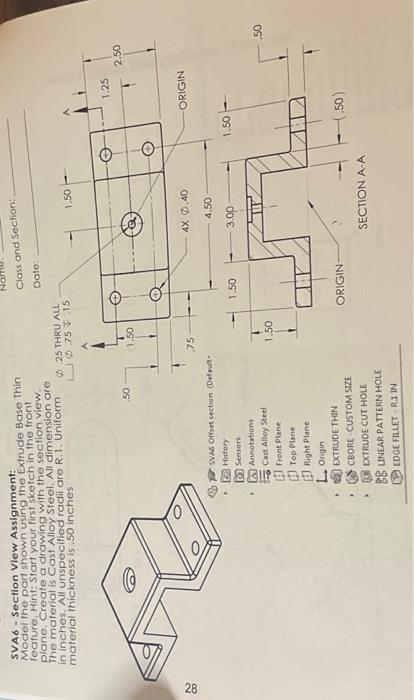 Solved SVAB - Section View Assignment: Model the port shown | Chegg.com
