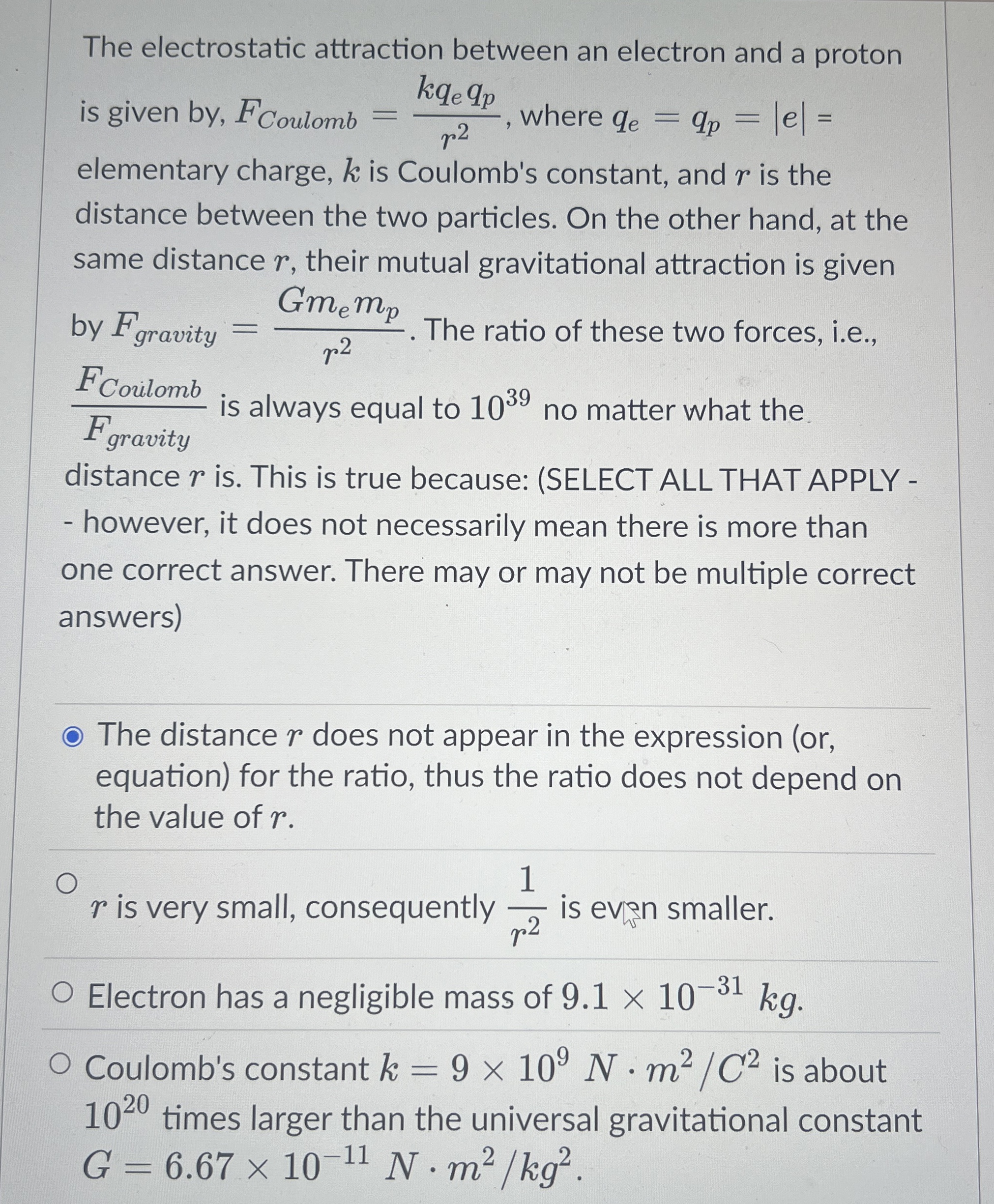 Solved The electrostatic attraction between an electron and | Chegg.com