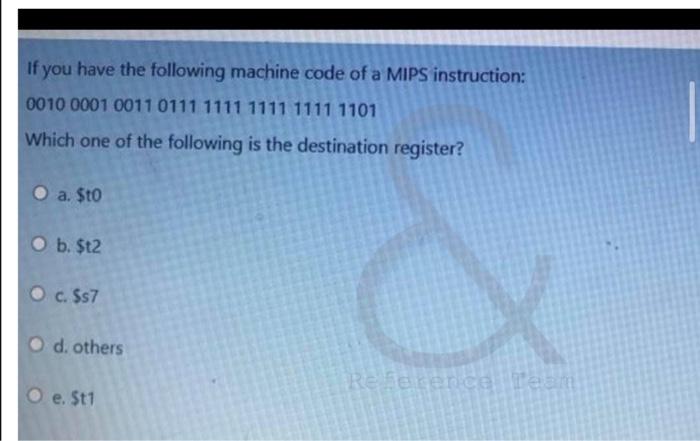 Solved If you have the following machine code of a MIPS | Chegg.com