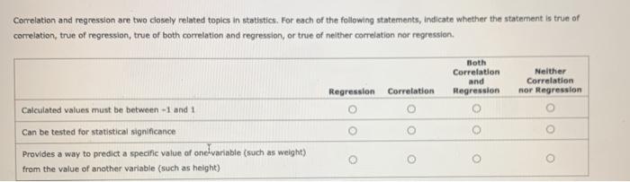 Solved Correlation and regression are two closely related | Chegg.com