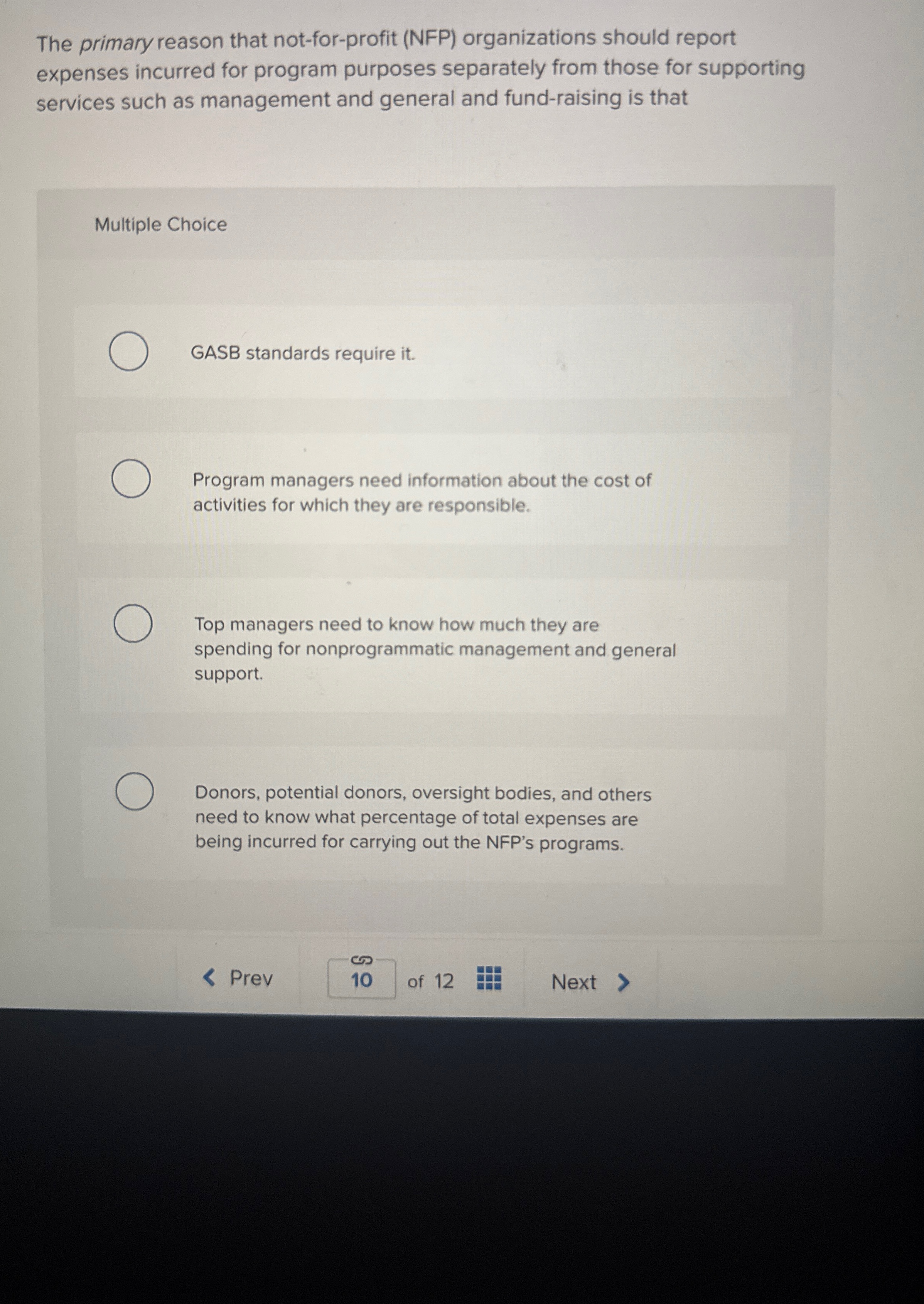 Solved The primary reason that not-for-profit (NFP) | Chegg.com