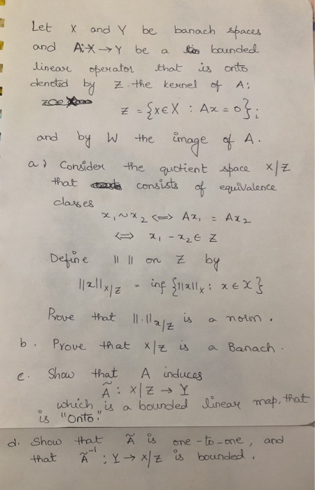 Solved Let X and Y be banach spaces and AXY be a tis bounded | Chegg.com