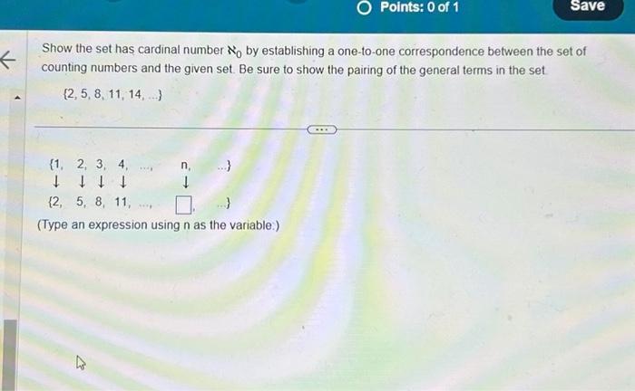 Solved Show the set has cardinal number ℵ0 by establishing a | Chegg.com