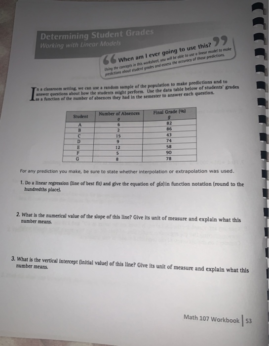 Solved Determining Student Grades Working with Lincor Models | Chegg.com