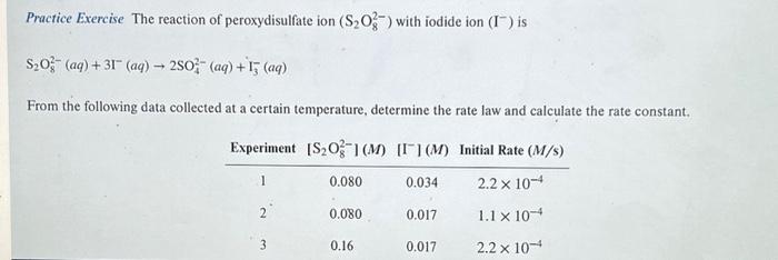 Solved Practice Exercise Write the rate expressions for the | Chegg.com