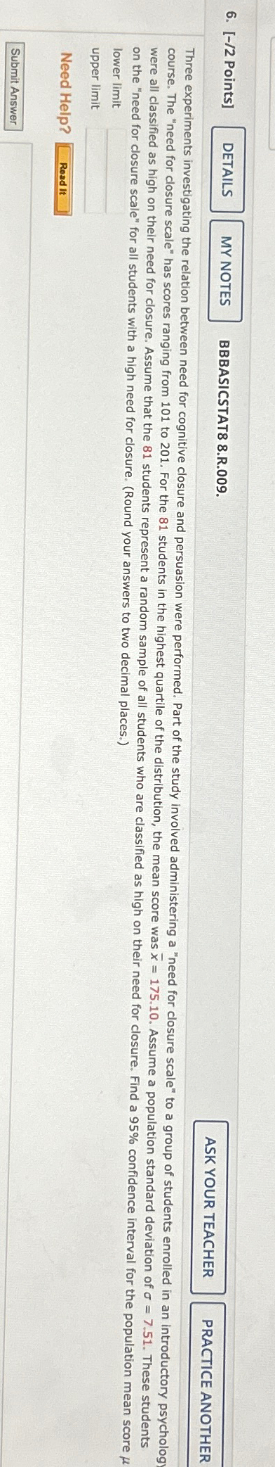 Solved [-/2 ﻿Points]BBBASICSTAT8 8.R. 009.Three experiments | Chegg.com