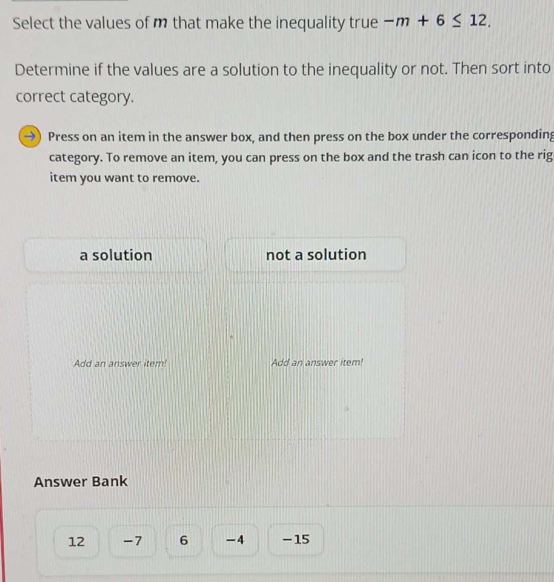 Solved Select the values of m that make the inequality true | Chegg.com