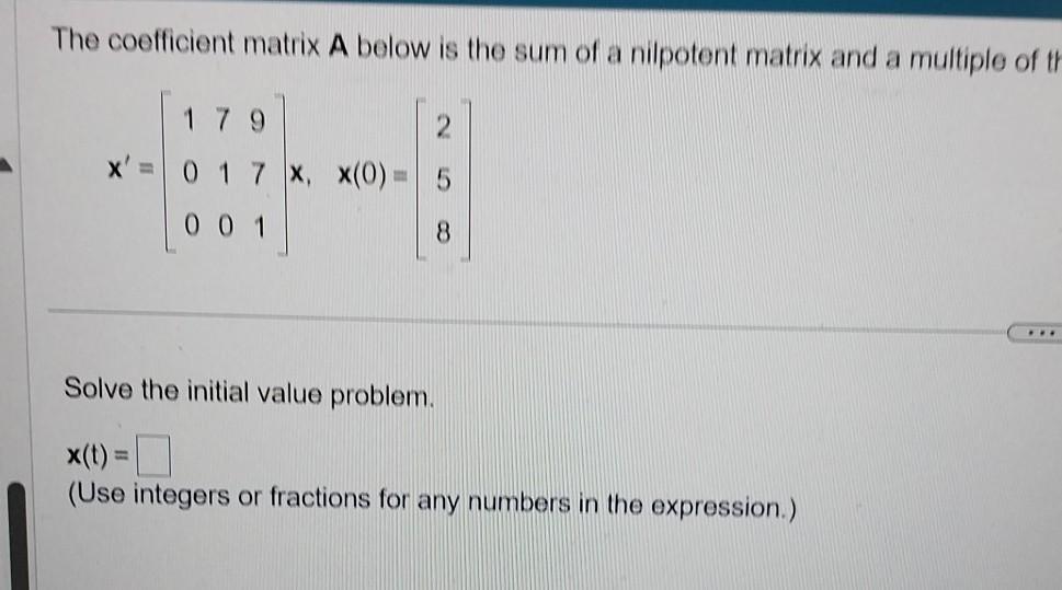 The coefficient matrix A below is the sum of a | Chegg.com