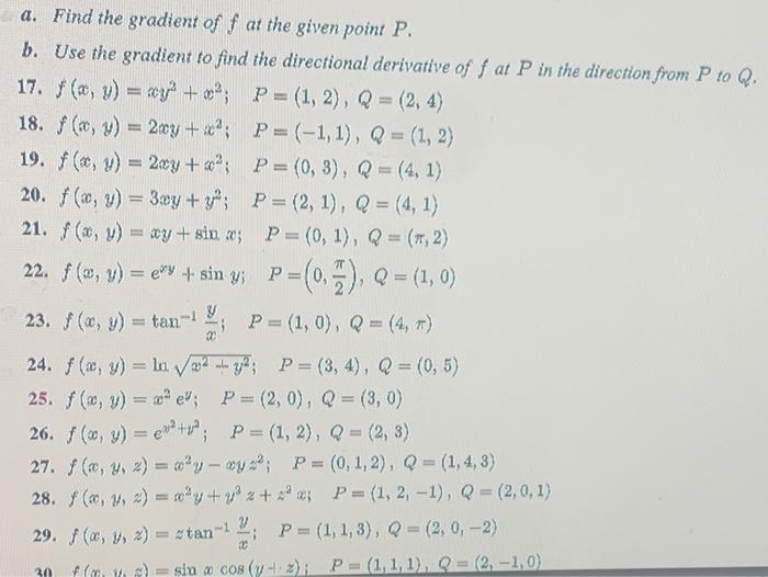Solved a. Find the gradient of f at the given point P. b. | Chegg.com