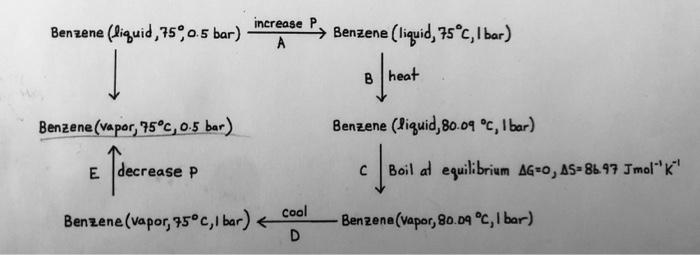 What is the delta G_vap for benzene at 75C and 1/2 | Chegg.com