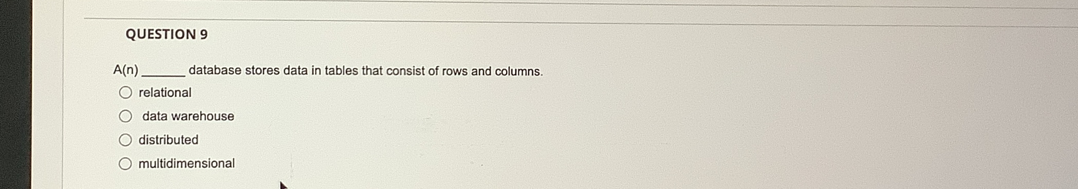 Solved Question 9a N ﻿database Stores Data In Tables That