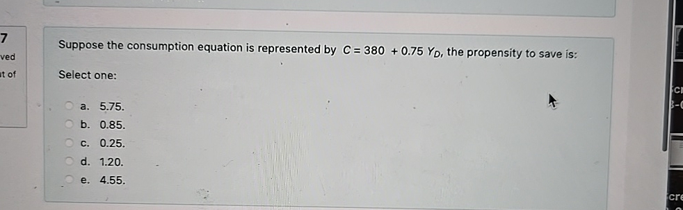 Solved Suppose the consumption equation is represented by | Chegg.com