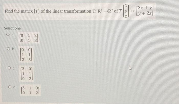 Solved Find the matrix [T] of the linear transformation | Chegg.com