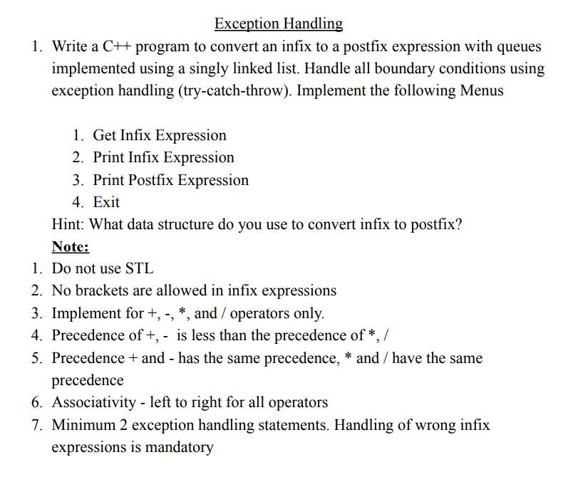 Solved READ ALL POINTS CAREFULLY AND FOLLOW. Exception | Chegg.com