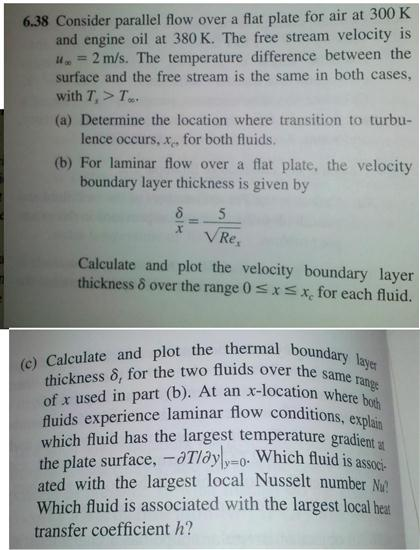 Consider parallel flow over a flat plate for air at | Chegg.com