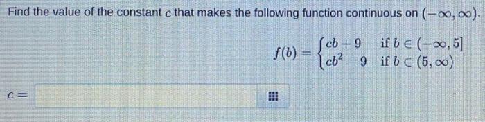 Solved Find the value of the constant c that makes the | Chegg.com