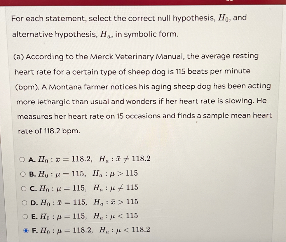 Solved For each statement, select the correct null | Chegg.com