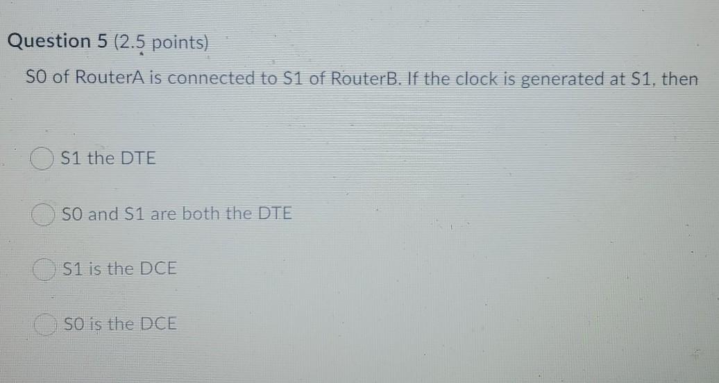 Solved Question 5 (2.5 points) SO of RouterA is connected to | Chegg.com