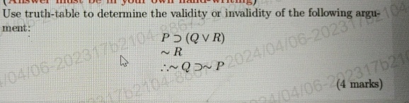 Solved Use truth-table to determine the validity or | Chegg.com