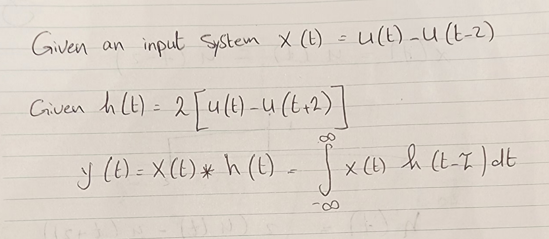 Solved Given an input system x(t)=u(t)-u(t-2)Given | Chegg.com