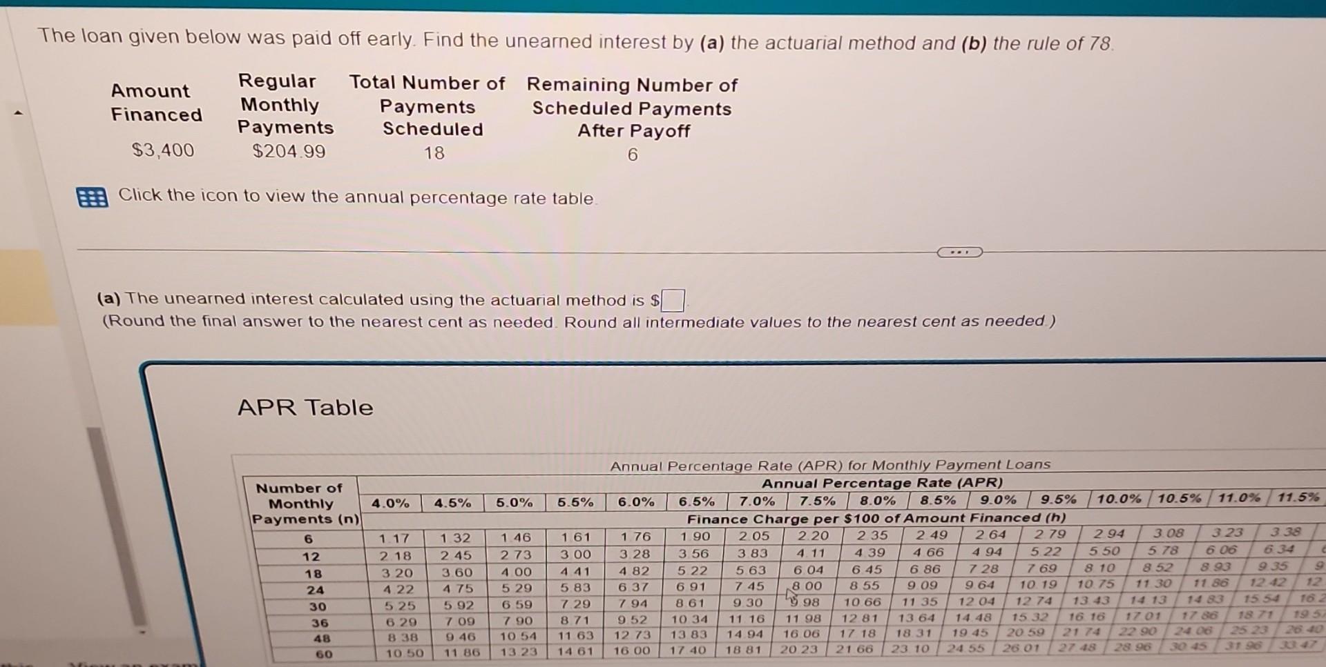 Solved Eis Click the icon to view the annual percentage rate | Chegg.com
