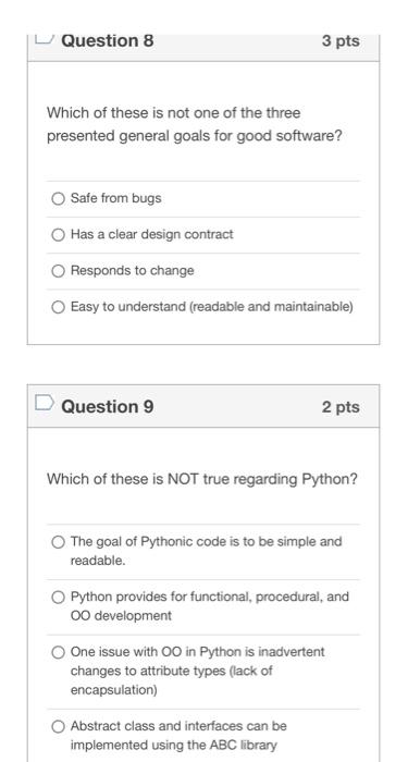 Question 8 3 pts Which of these is not one of the | Chegg.com