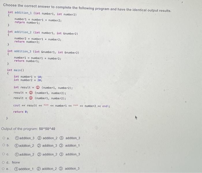 Solved Choose the correct answer to complete the following | Chegg.com