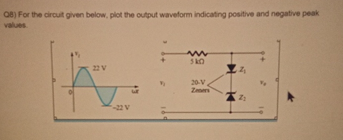 Solved Q8) ﻿For the circuit given below, plot the output | Chegg.com