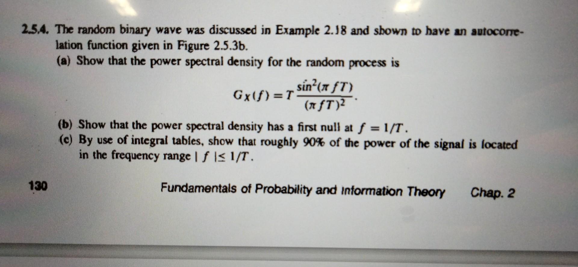 Solved 5.4. The random binary wave was discussed in Example | Chegg.com