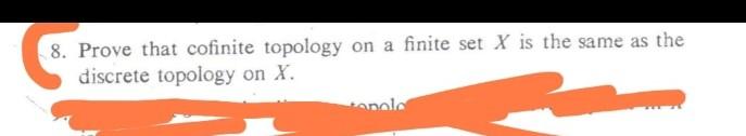 Solved 8. Prove that cofinite topology on a finite set X is | Chegg.com