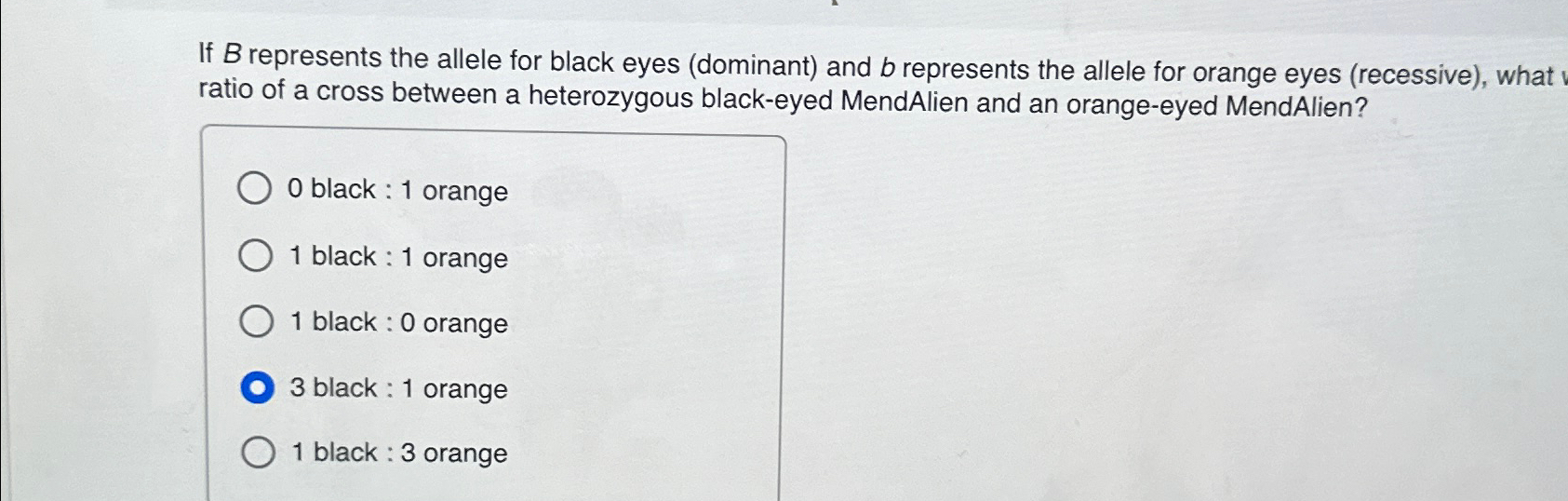 Solved If B ﻿represents the allele for black eyes (dominant) | Chegg.com