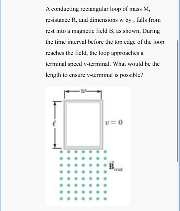 Solved A conducting rectangular loop of mass M, resistance | Chegg.com