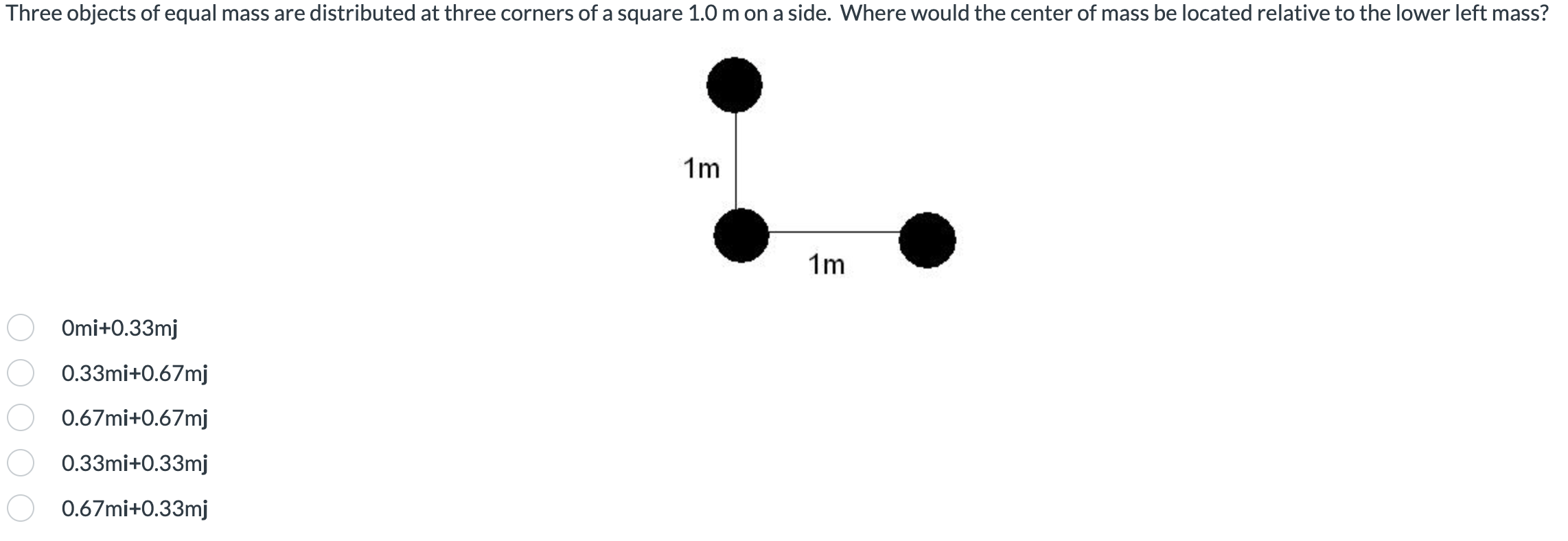 Solved Three objects of equal mass are distributed at three | Chegg.com
