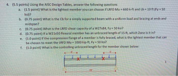 Solved 4. (5.5 points) Using the AISC Design Tables, answer | Chegg.com