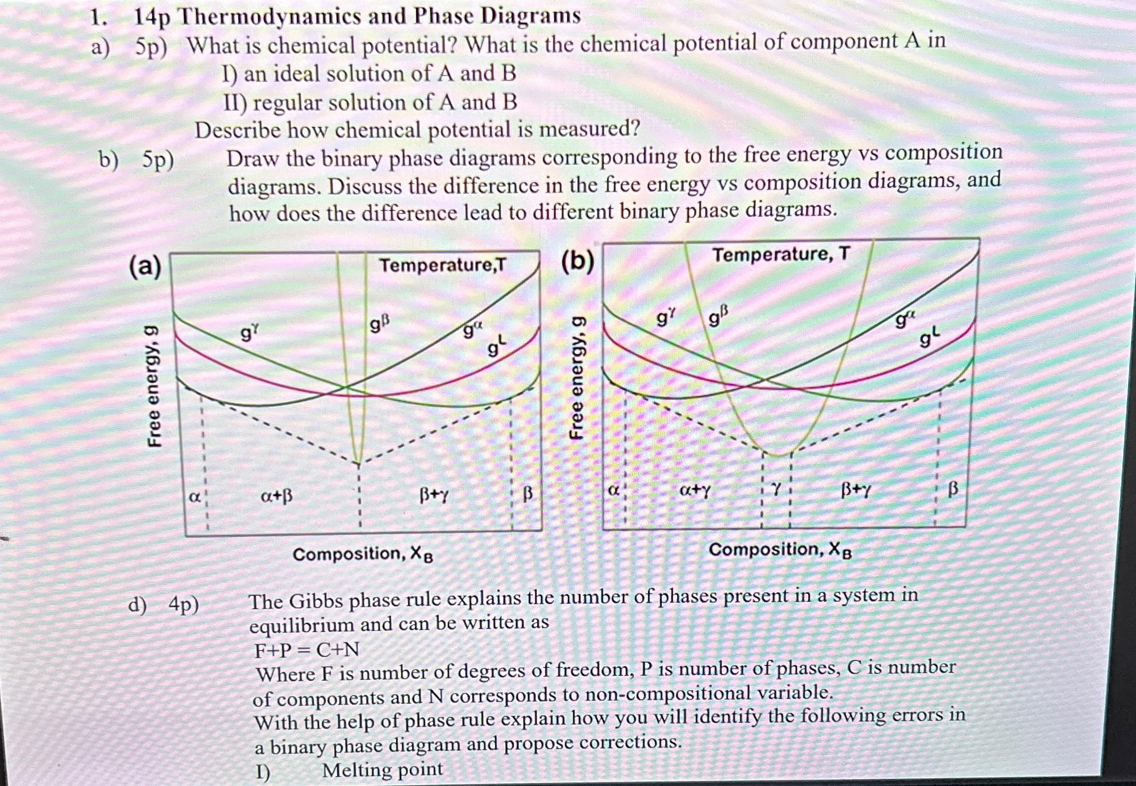 Solved 14p ﻿Thermodynamics and Phase Diagramsa) 5p) ﻿What is | Chegg.com