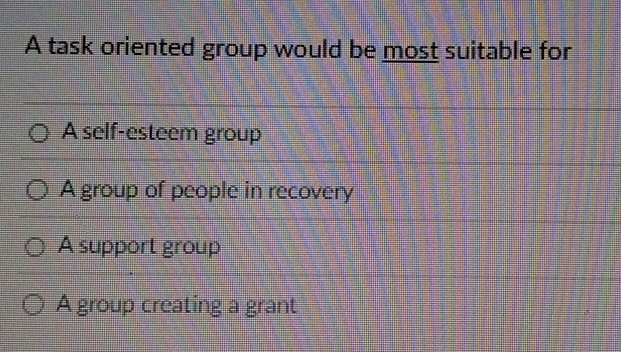 Solved A task oriented group would be most suitable forA | Chegg.com