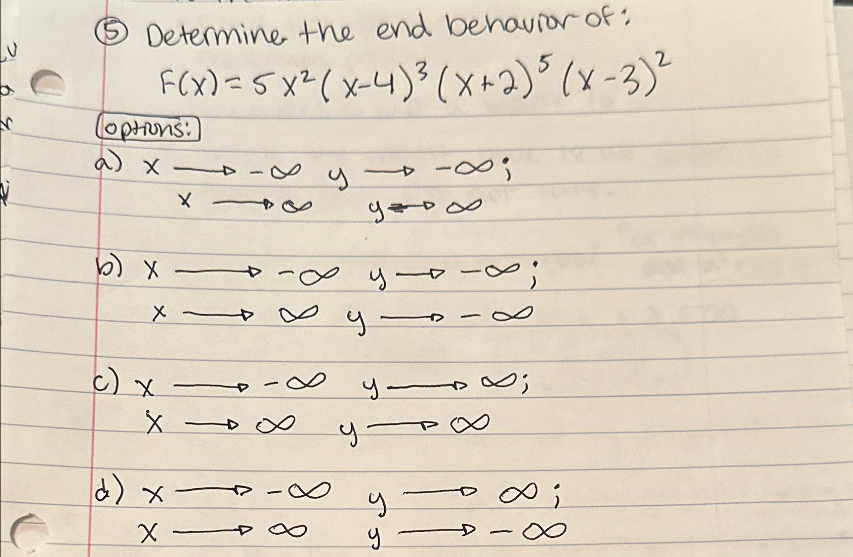 Solved (5) ﻿Determine the end behavior | Chegg.com