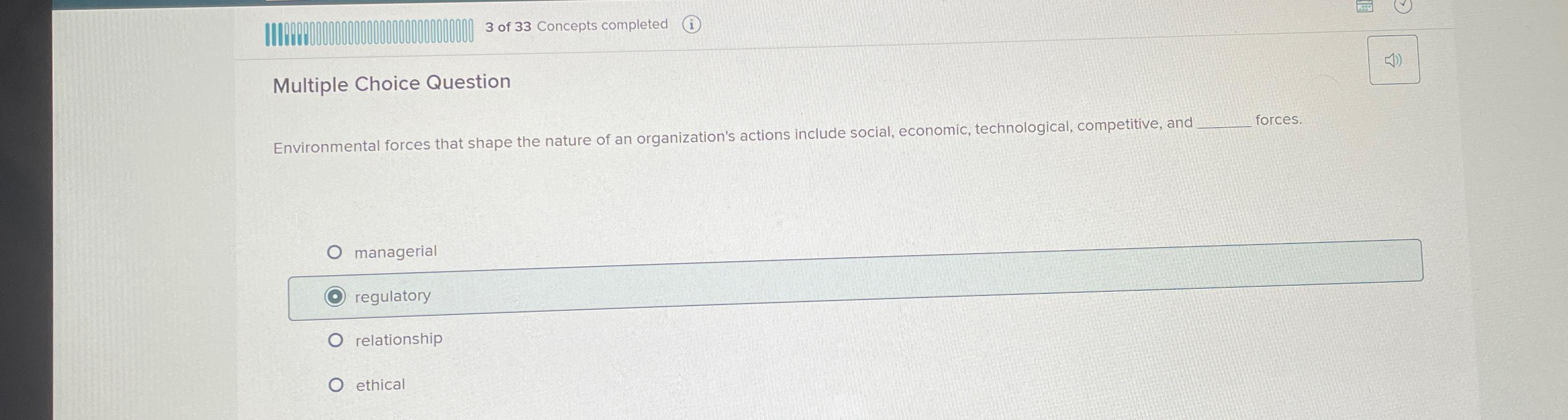 Solved 3 ﻿of 33 ﻿Concepts completed(i)Multiple Choice | Chegg.com