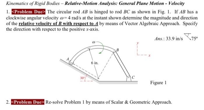 Solved Kinematics of Rigid Bodies - Relative-Motion | Chegg.com