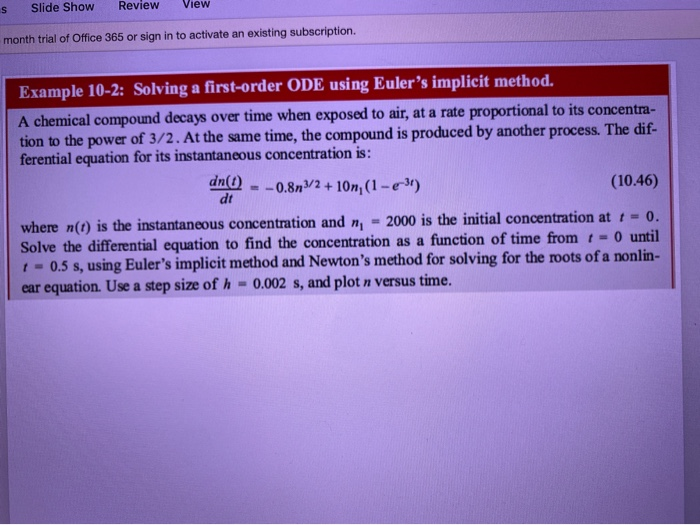 Solved Example 10 2 Solving A First Order Ode Using Euler S