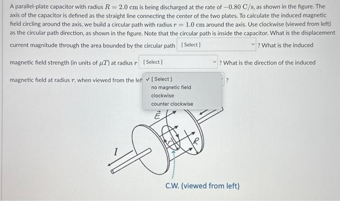Solved A parallel-plate capacitor with radius R=2.0 cm is | Chegg.com
