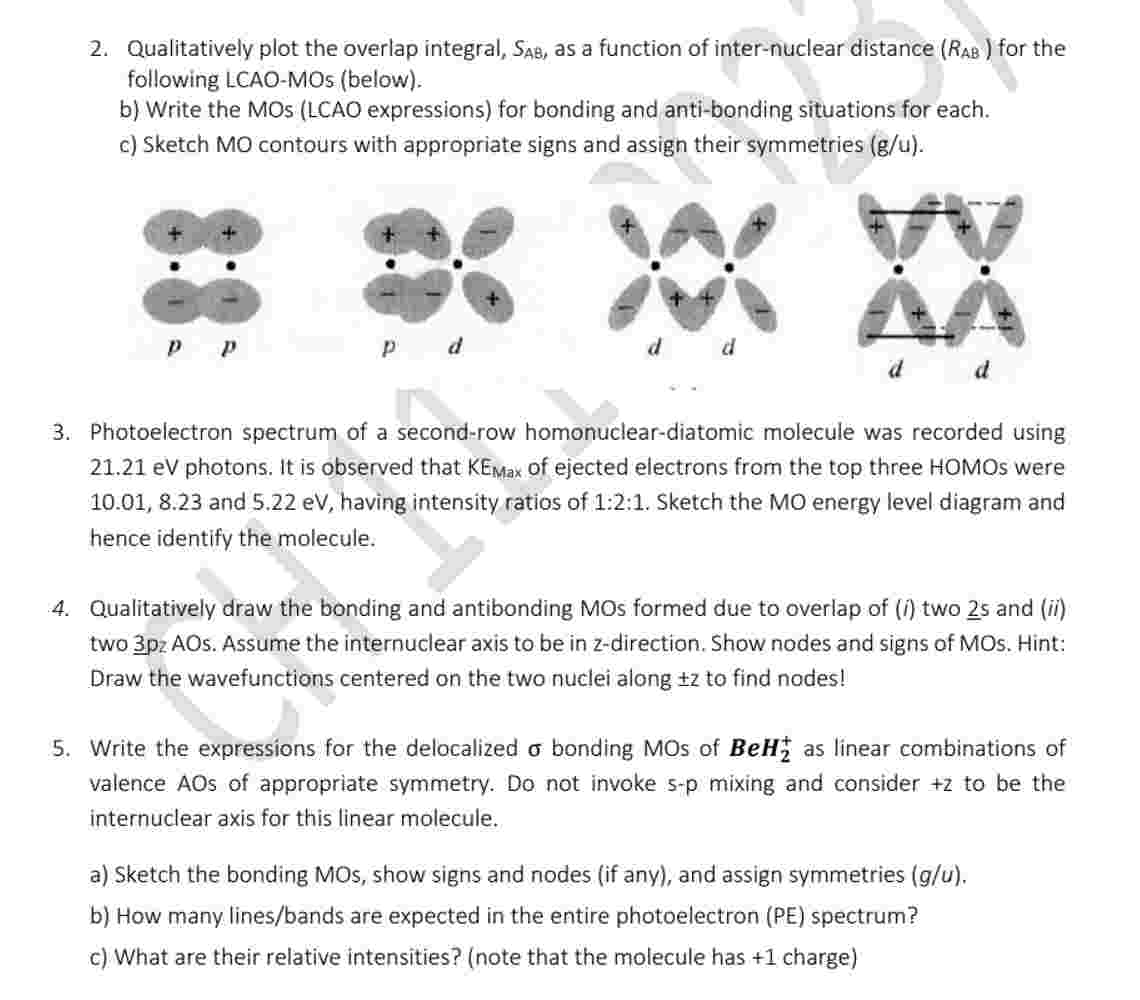 2. ﻿Qualitatively plot the overlap integral, \( ﻿S_{A | Chegg.com