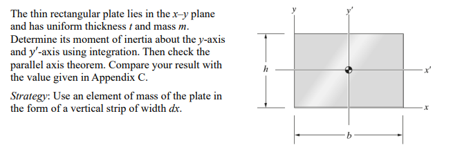 Solved The thin rectangular plate lies in the \( ﻿x-y \) | Chegg.com