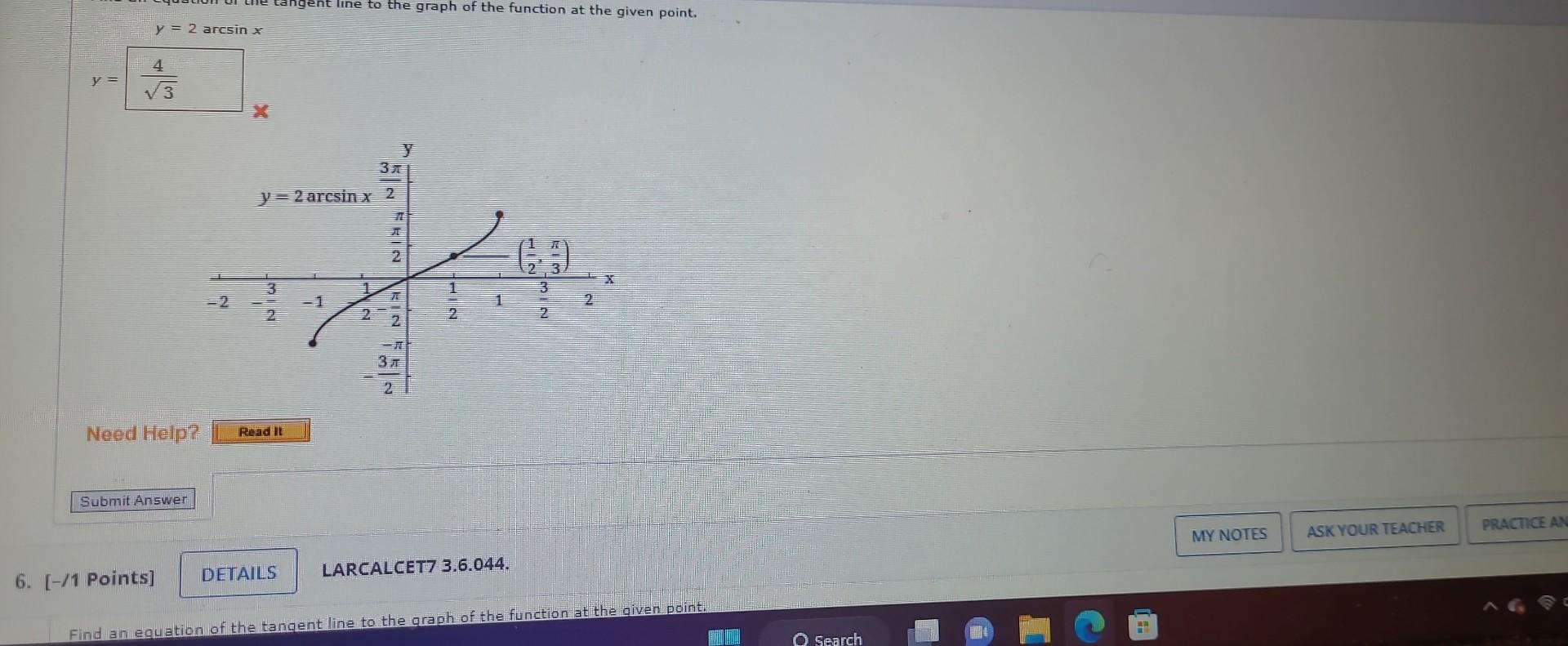 Solved Need Help? Read It Submit Answer 6. [-/1 Points] | Chegg.com